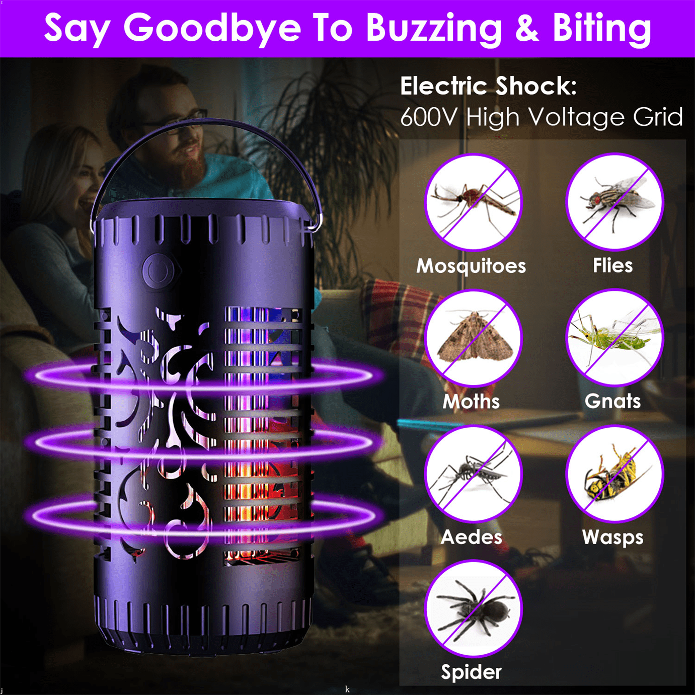 Solar Bug Zapper Garden Flame Flying Insect Killer Lamp Torch Mosquito ...