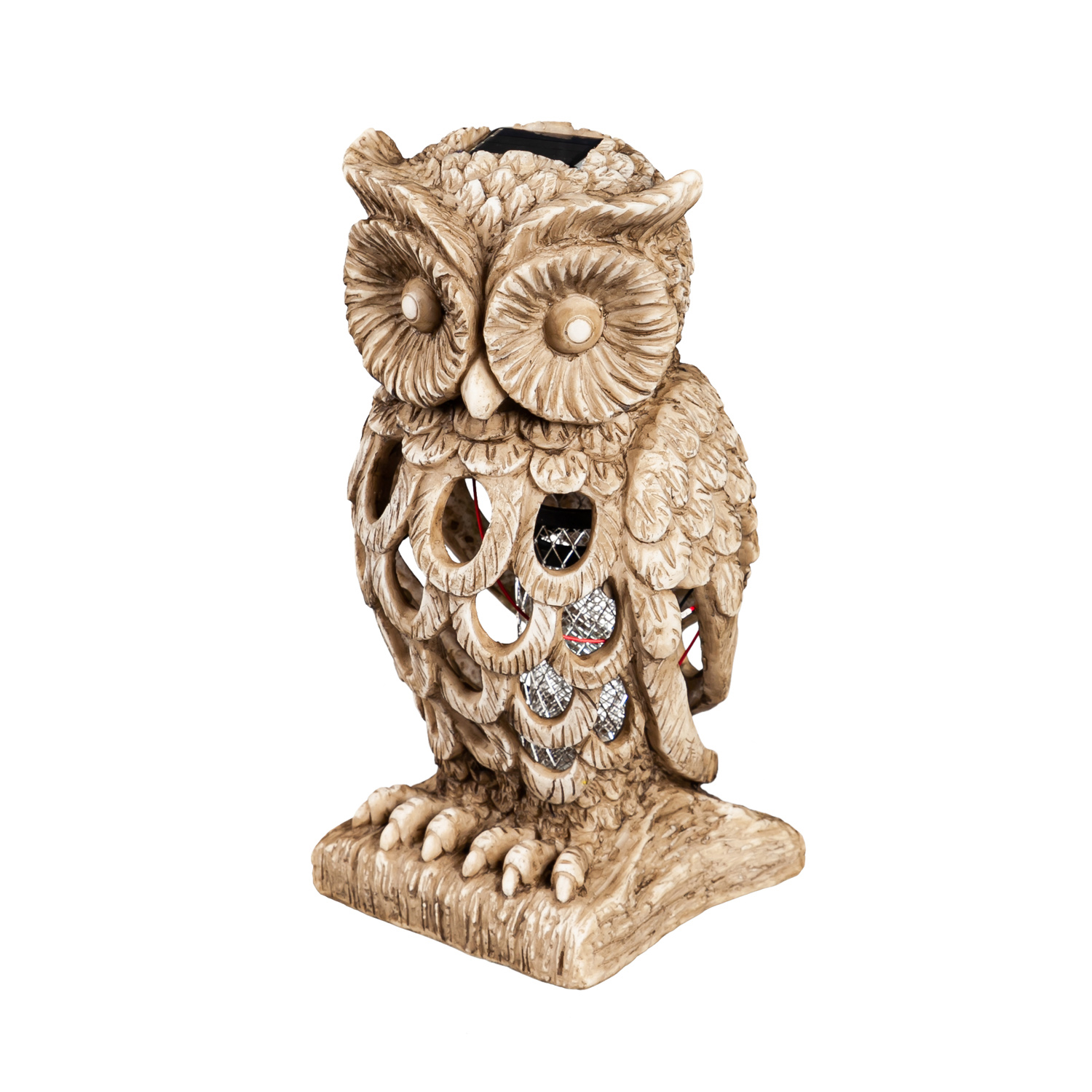 Evergreen Solar Powered Light Owl Garden Statuary, Outdoor Safe Plastic ...