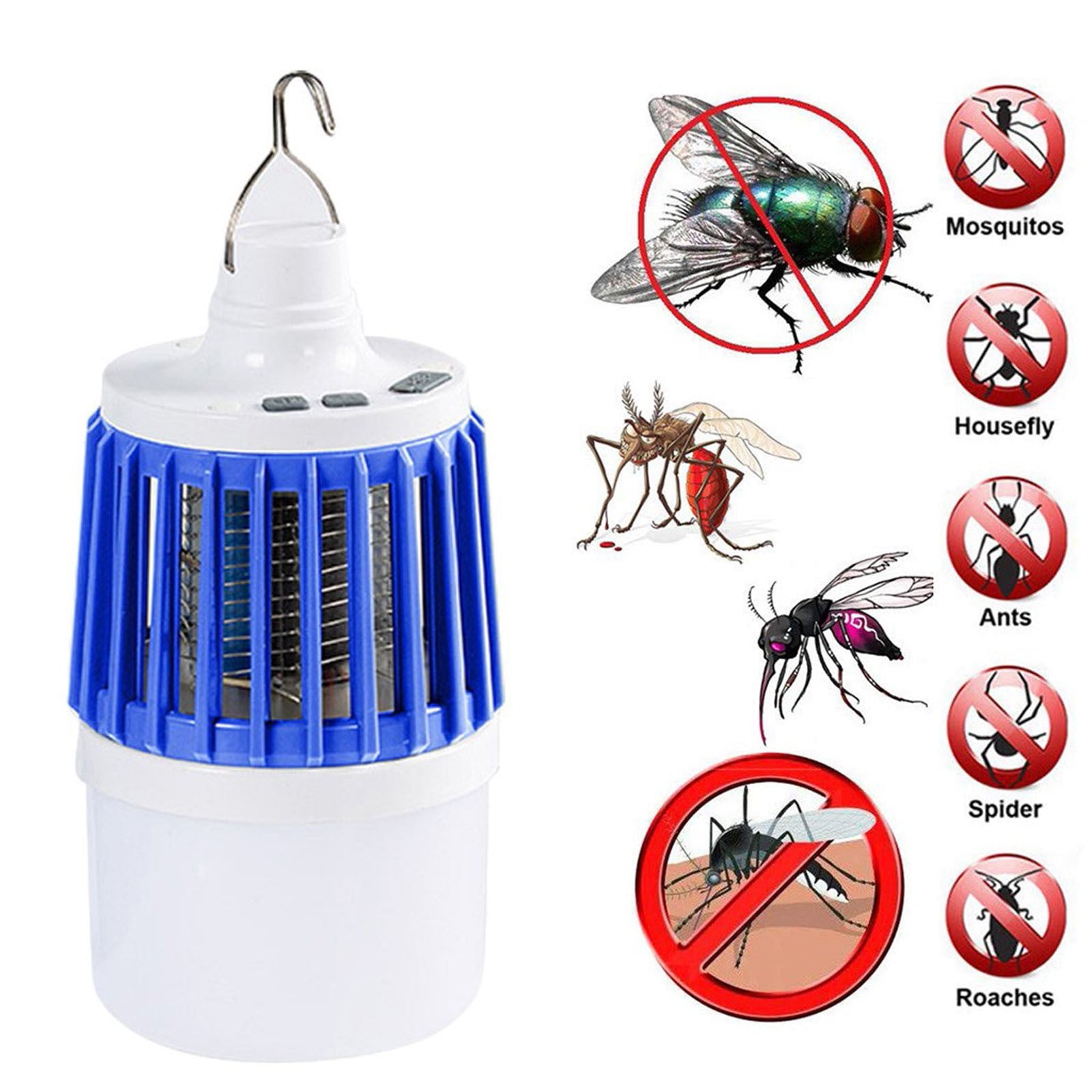 Solar Bug Zapper Light Bulb 3 in 1 Mosquitoes Killer USB Rechargeable ...