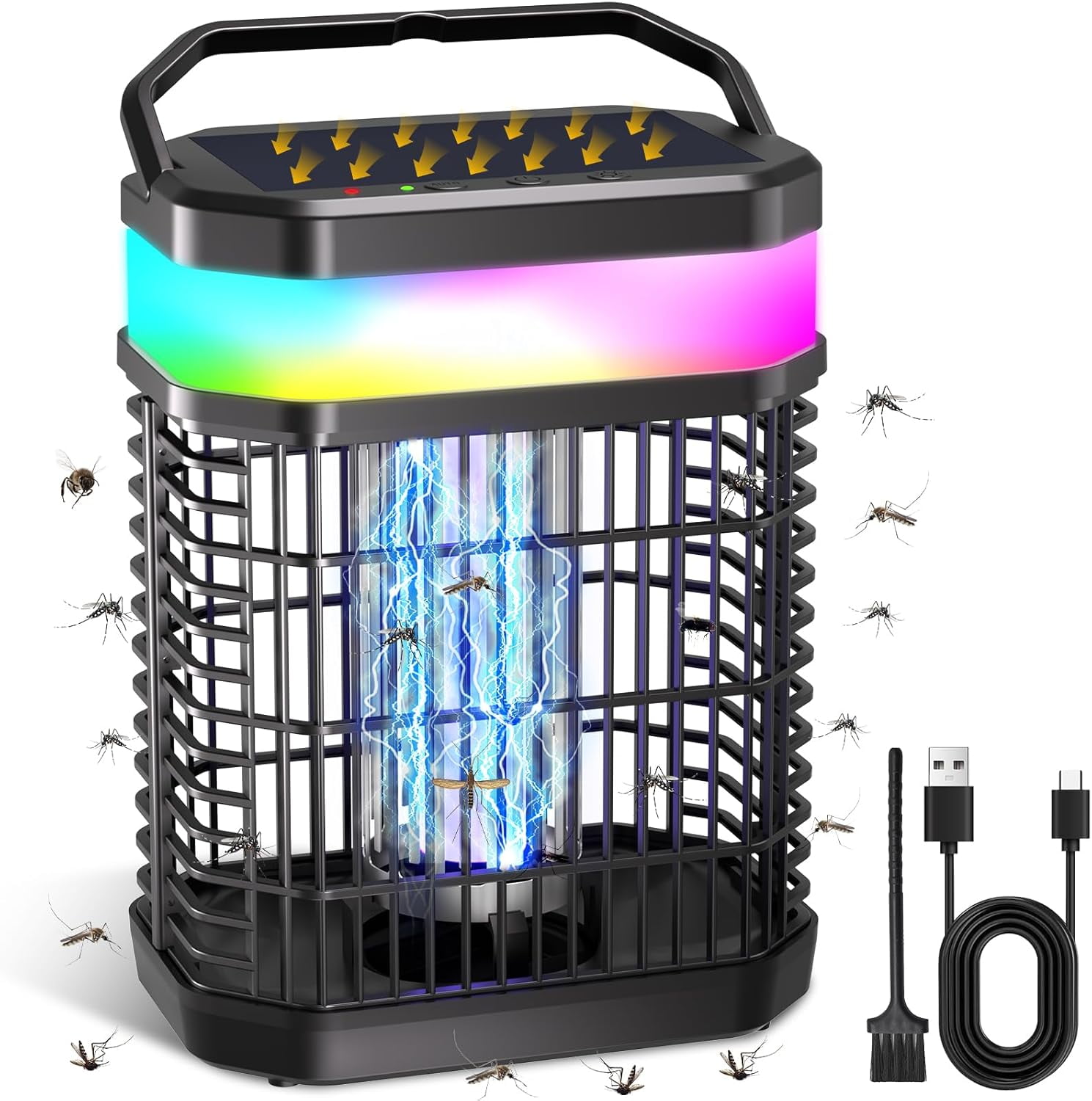 Solar Bug Zapper Outdoor 4000V Mosquito Zapper Solar 2IN1 Bug lent ...