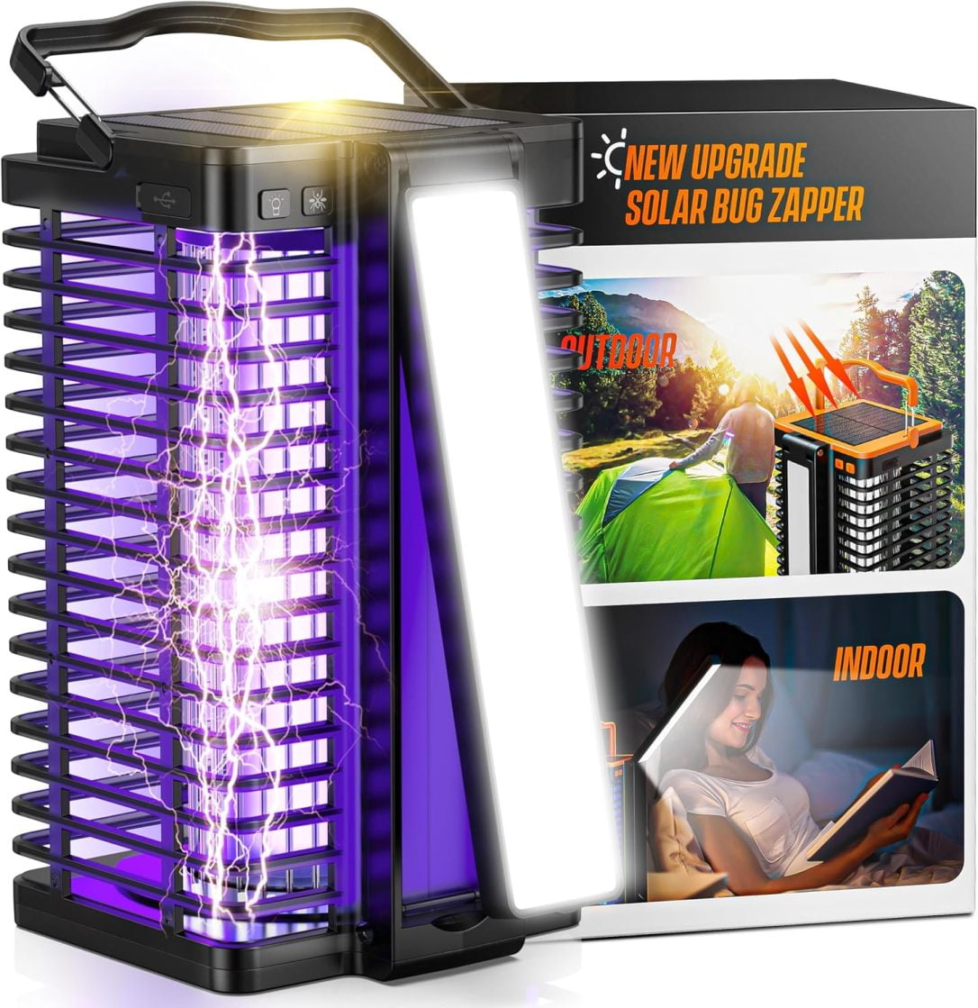 Solar Bug Zapper Outdoor& Indoor, 4200V Mosquito Zapper with Reading ...