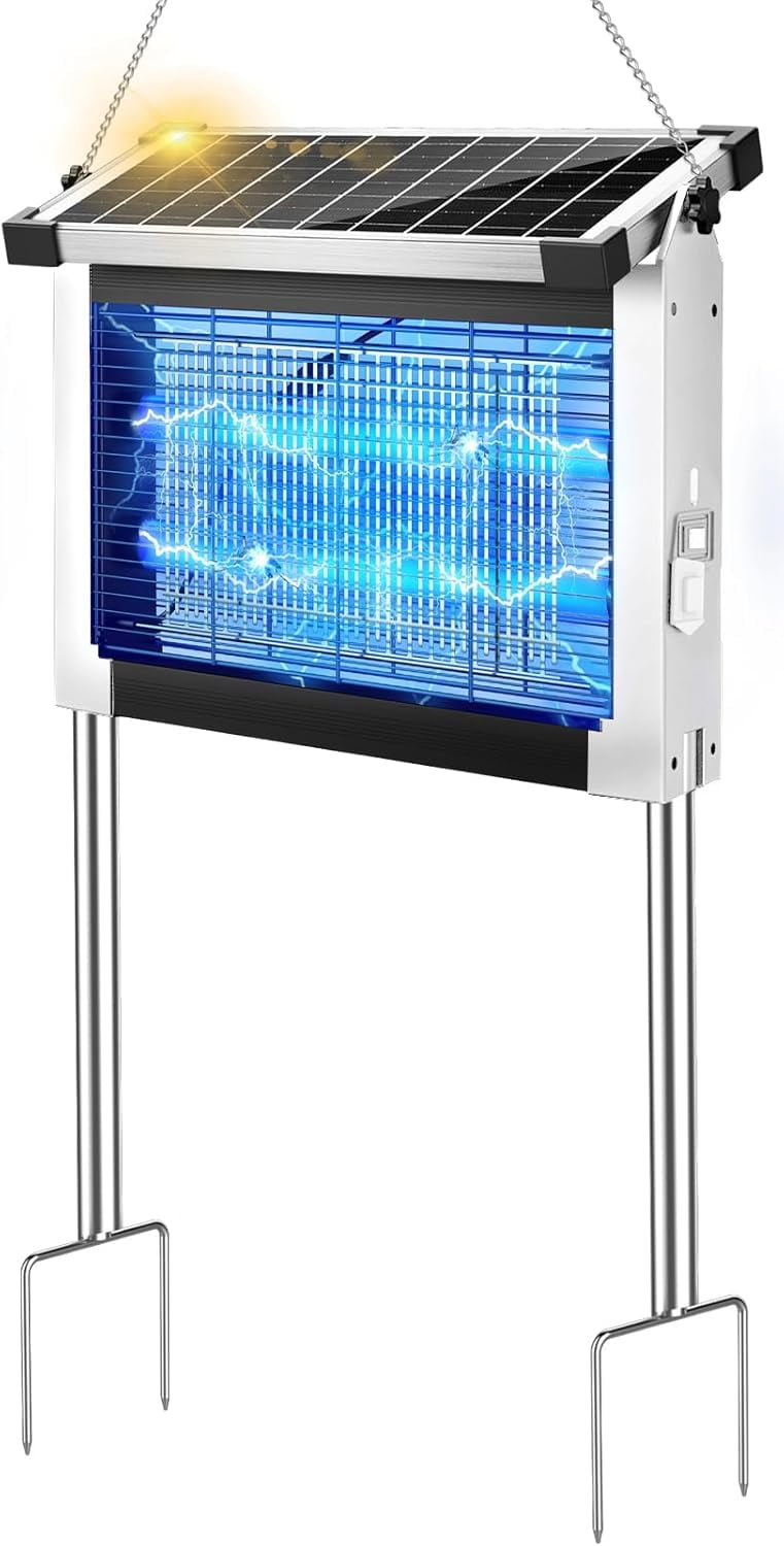 Solar Bug Zapper Outdoor, Mosquito Zapper 4500V, Waterproof Portable ...