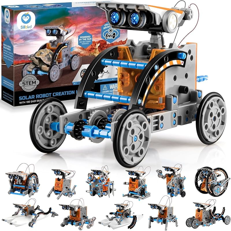 Solar Building Robot Kit STEM Gift for Boys Aged 8-14, 12-in-1 DIY ...