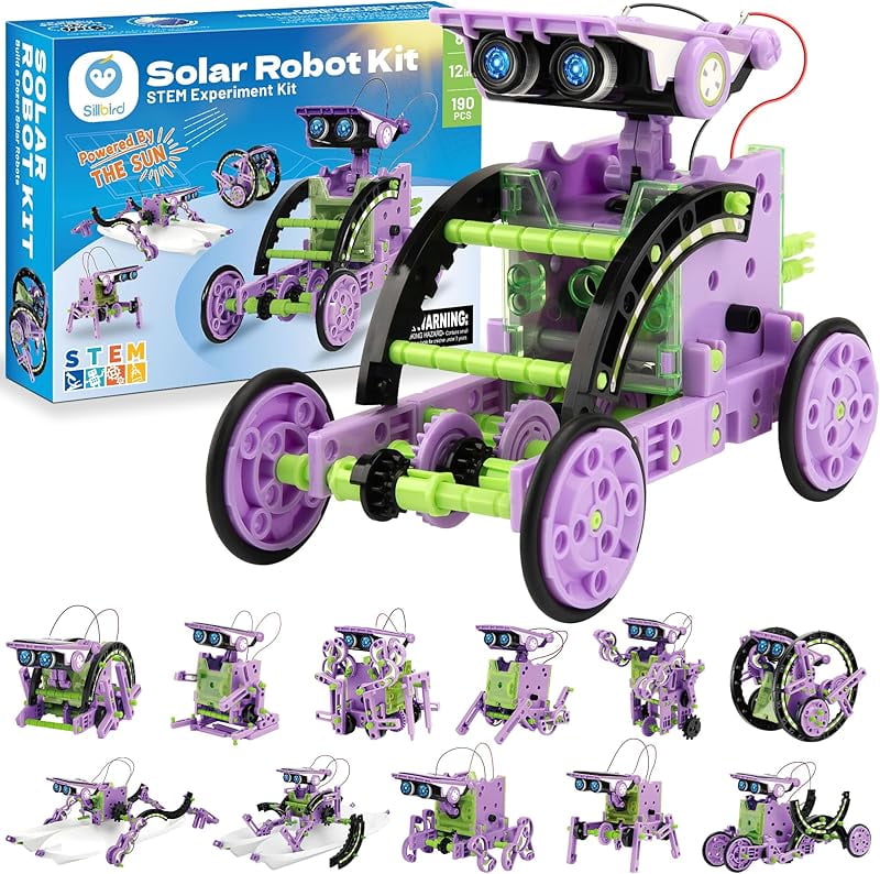 Solar Building Robot Kit STEM Gift for Boys Aged 8-14, 12-in-1 DIY ...