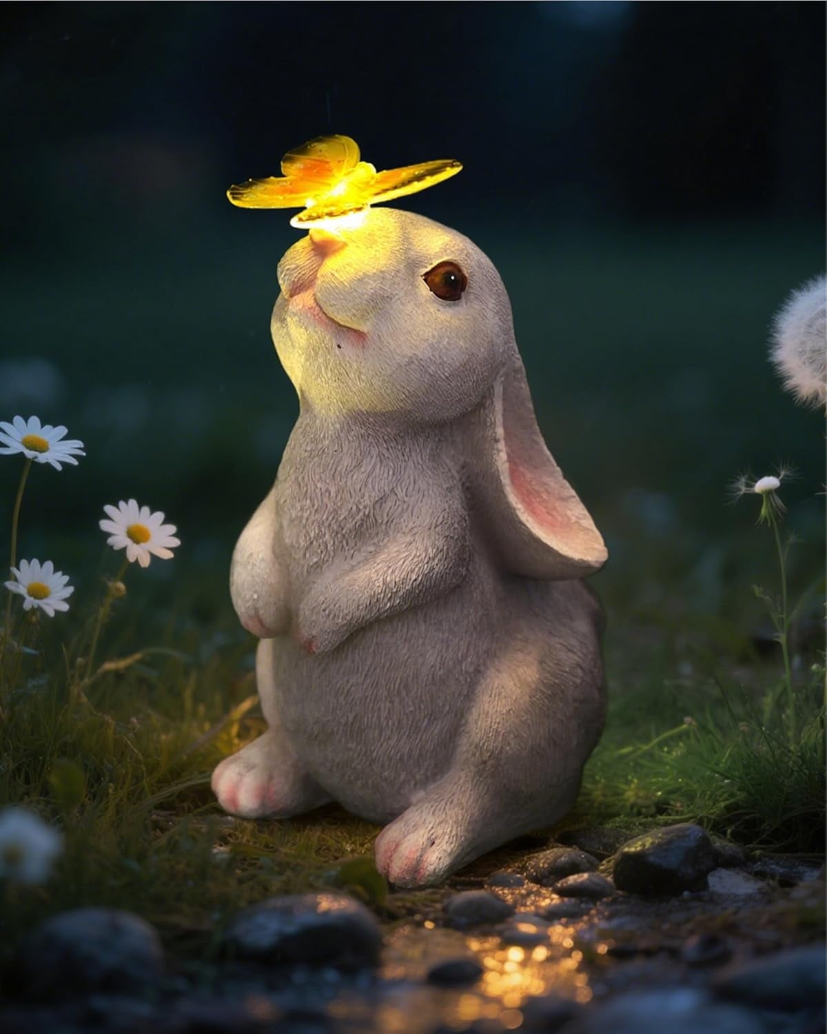 Solar Bunny Light Garden Statue, Animals Rabbit Statue for Yard and ...