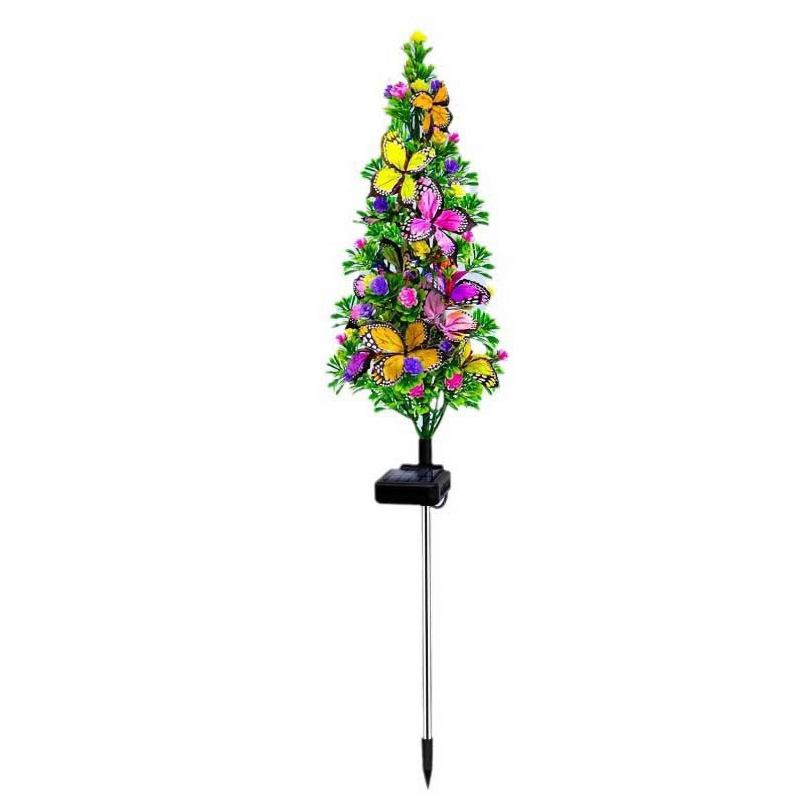 Solar Butterfliess Christmas Tree Ground Plug Lights Yard Lawnss ...