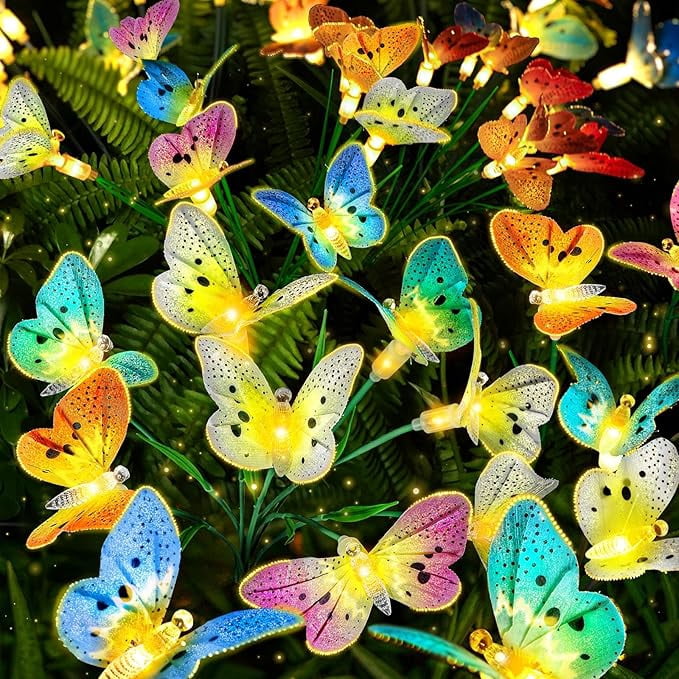 Solar Butterfly Garden Lights Outdoor Patio Decor 2 Pack, Newest Solar ...