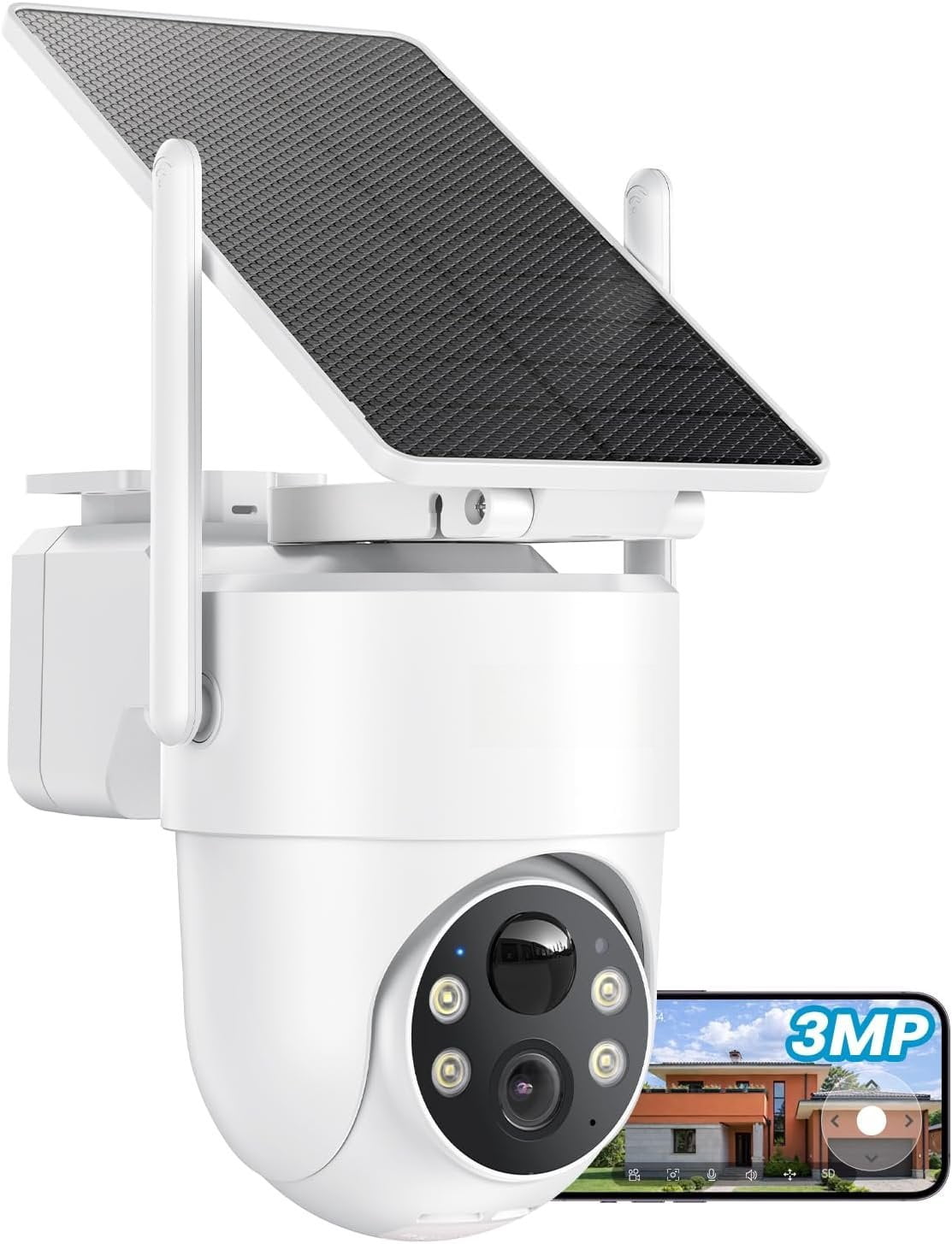 Solar Camera Outdoor - 3MP WiFi Camera with Removable Solar Panel, Long ...