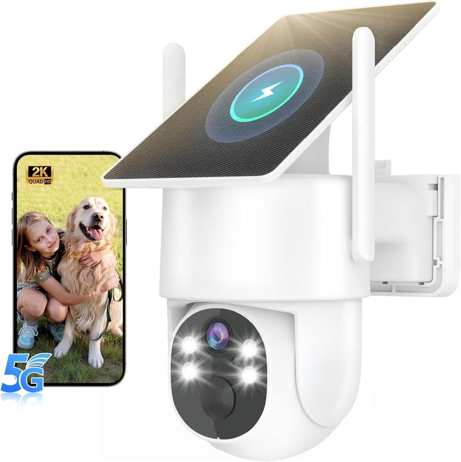 Solar Camera Outdoor, Cameras for , 4MP 360? Camera with Dual Band WiFi ...