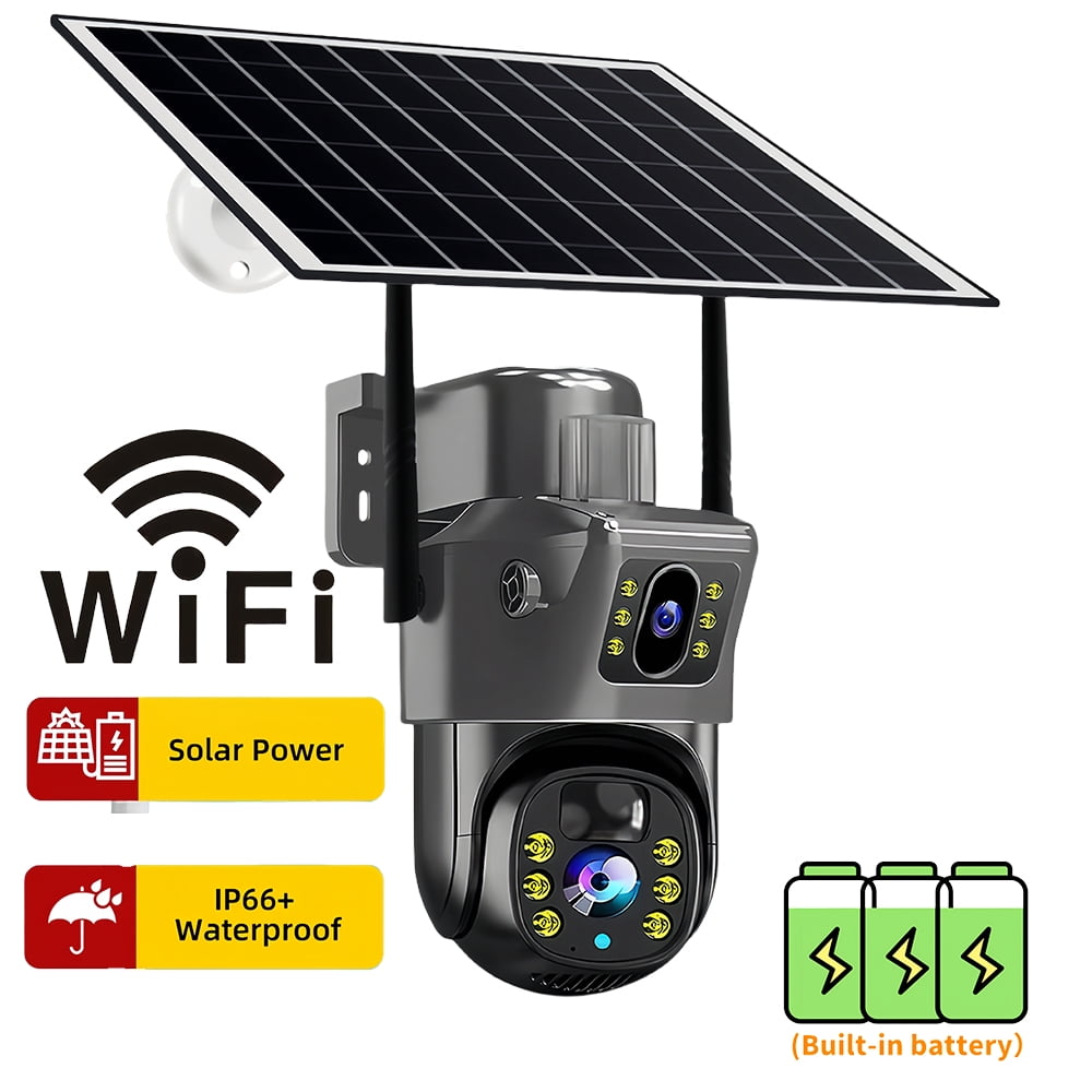Solar Camera Outdoor Dual Lens 4G SIM Card WiFi Wireless PIR HD Night ...