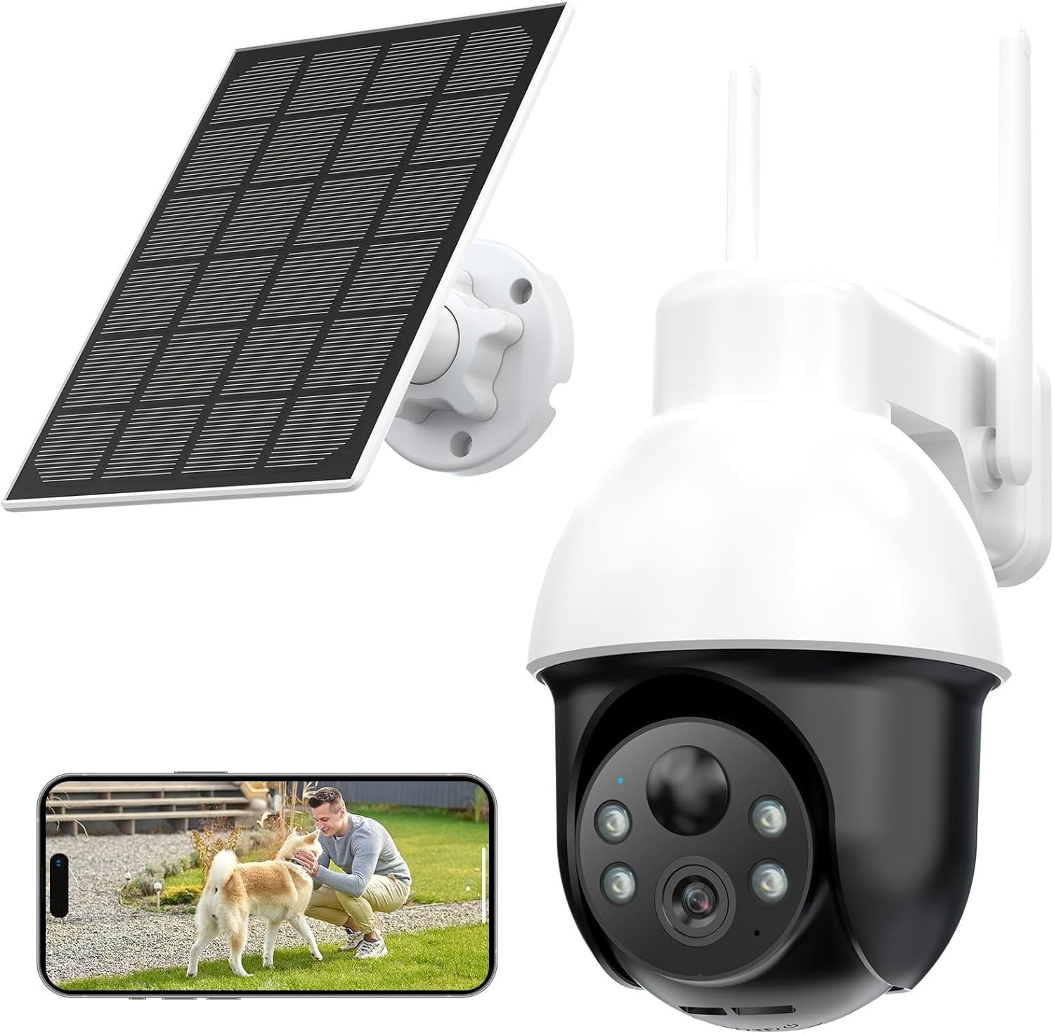 Solar Camera Outdoor System, 3K/5MP WiFi Camera for , Panoramic PTZ ...