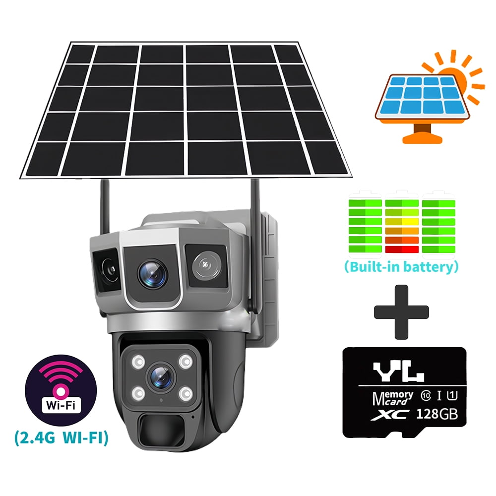 Solar Camera Outdoor Waterproof Triple Screen 4G SIM Card IP Camera PTZ ...