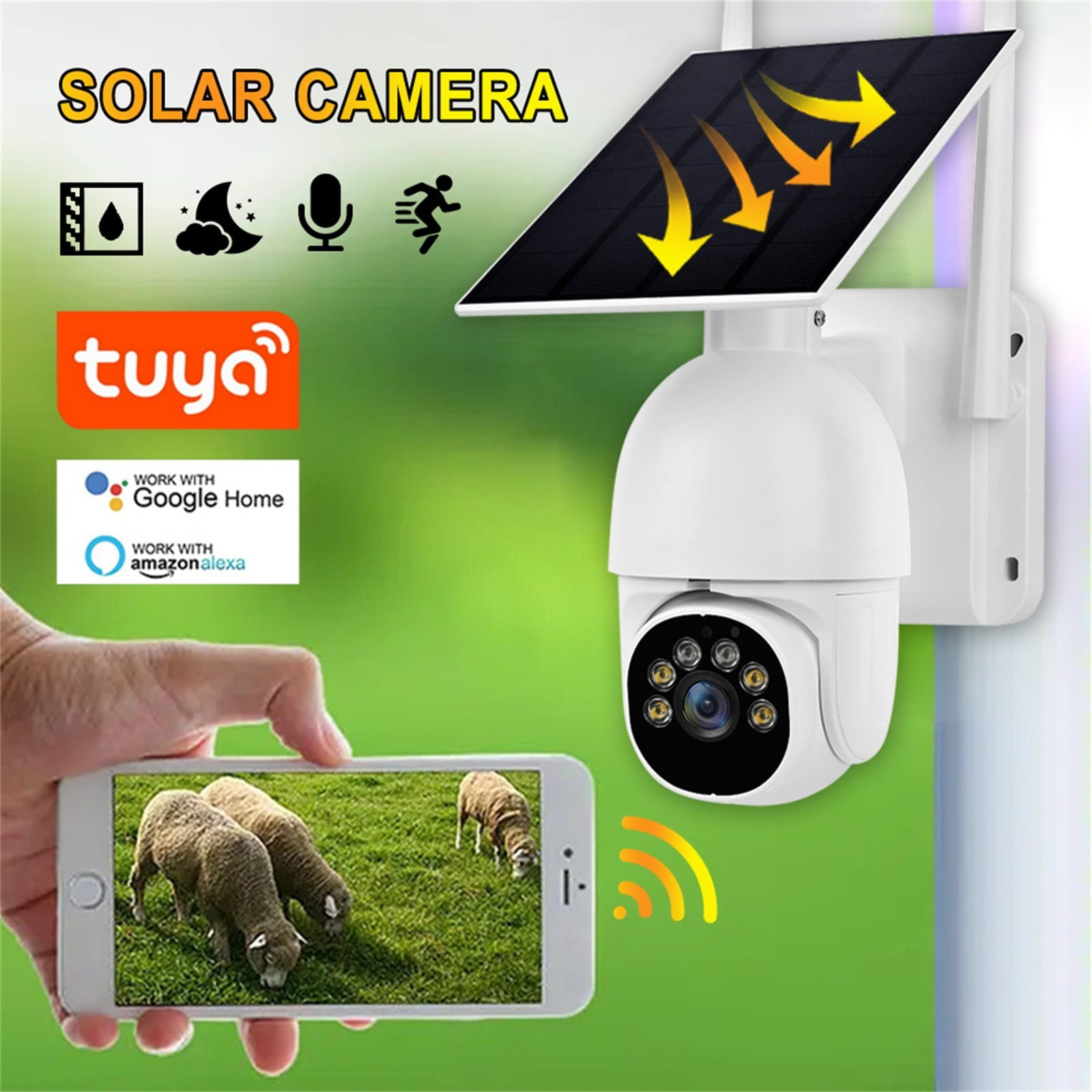 Solar Camera Outdoor Wireless, Flashing With LED Motion Sensor ...