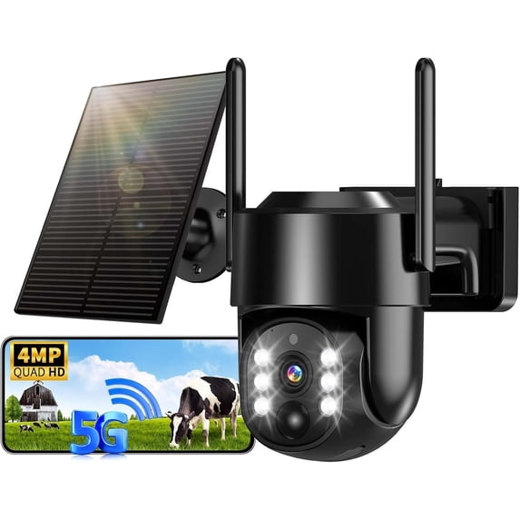 Solar Cameras Outdoor, 5G/2.4G Solar WIFI Cameras for , Outside Camera ...