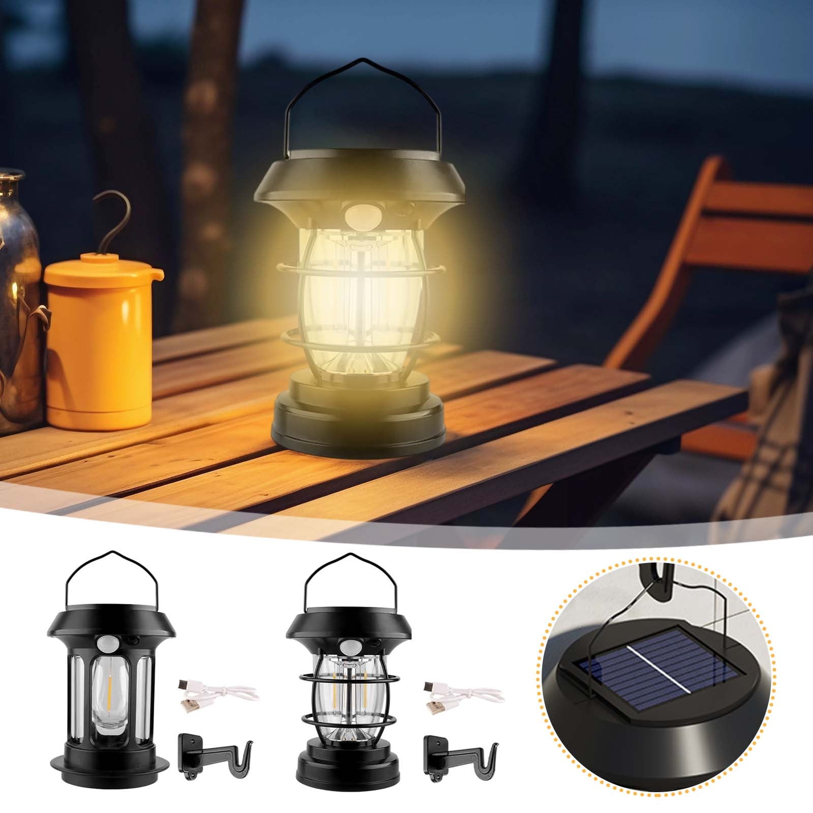 Solar Camping Lantern with Body Sensor | Portable Outdoor Tent Light ...