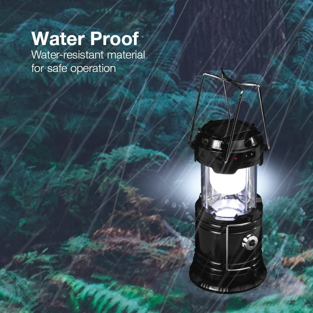 Solar Camping Lantern Rechargeable USB,COB LED Lantern Flashlight Power ...