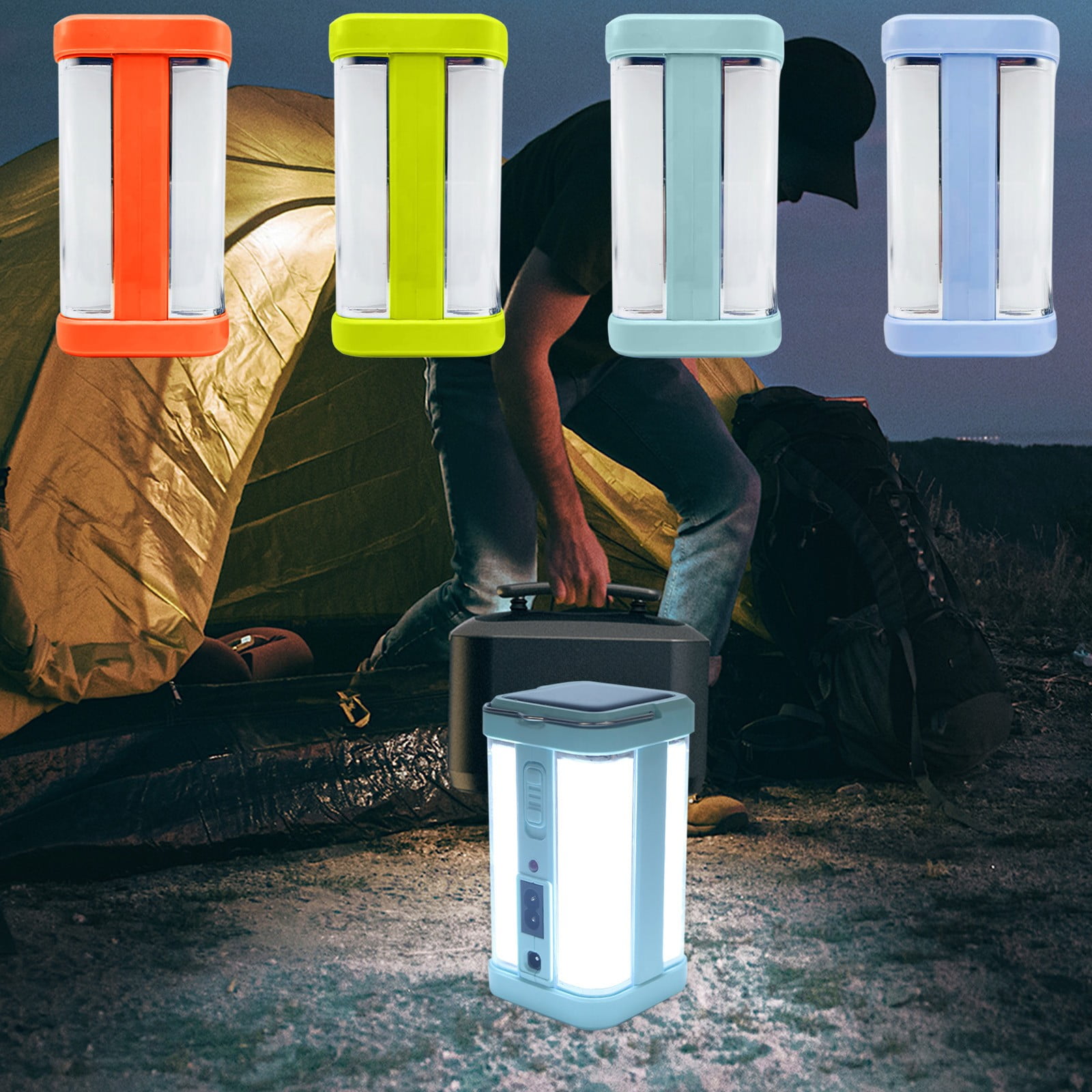 Solar Camping Light, Emergency Outdoor Charger, Dual-Battery Powered ...