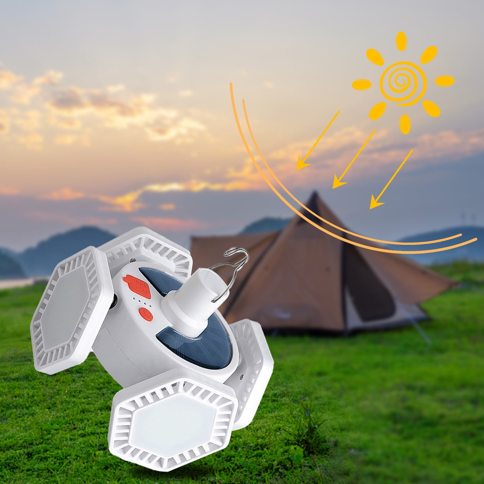 Solar Camping Light, Kadlawus Solar Camping Light, USB Rechargeable LED ...