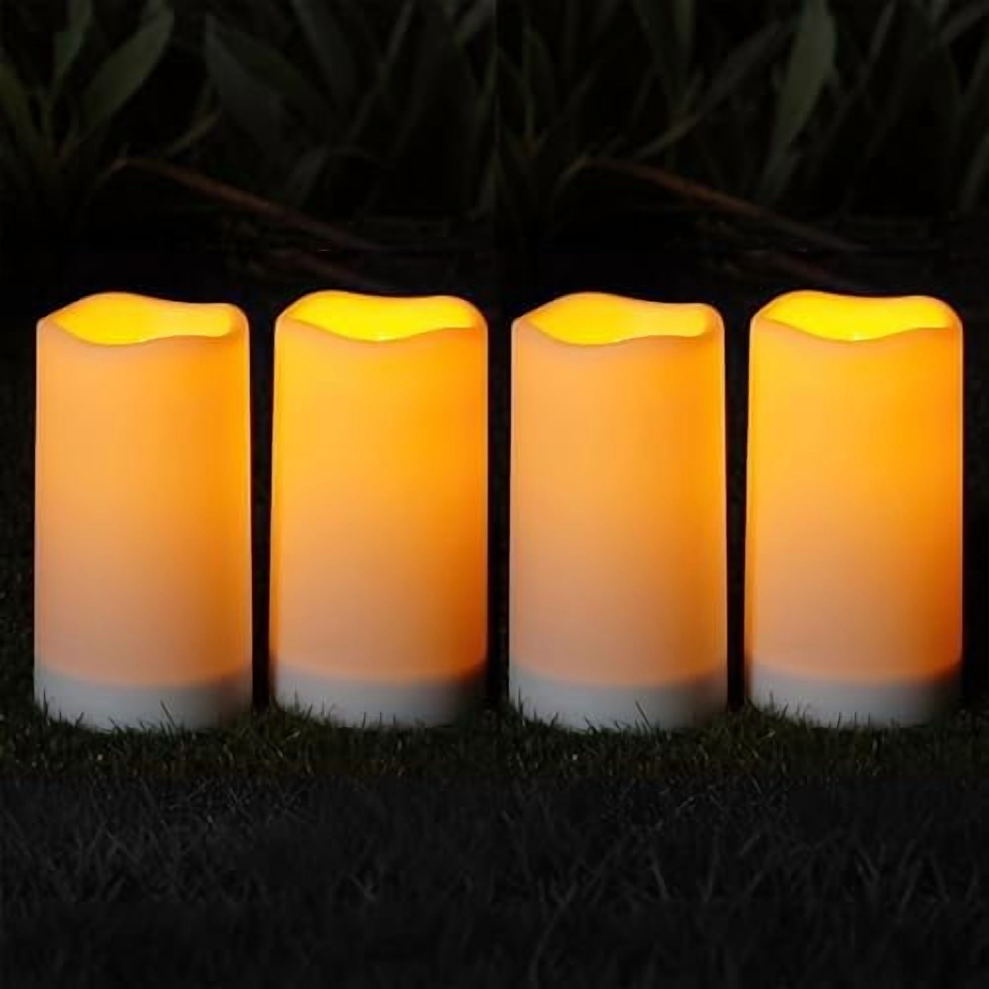 Solar Candles Outdoor Waterproof, 3"x6" Rechargeable Solar Powered ...