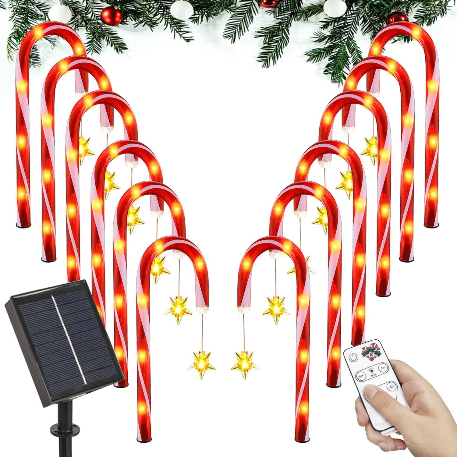 Solar Candy Cane Lights, Amzxart Solar Christmas Decorations Lights ...