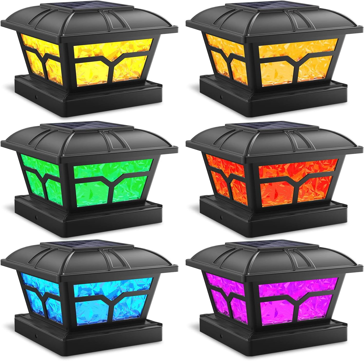 Solar Cap Lights Outdoor 2 Color Modes for 4x4 5x5 6x6 Wooden Posts ...