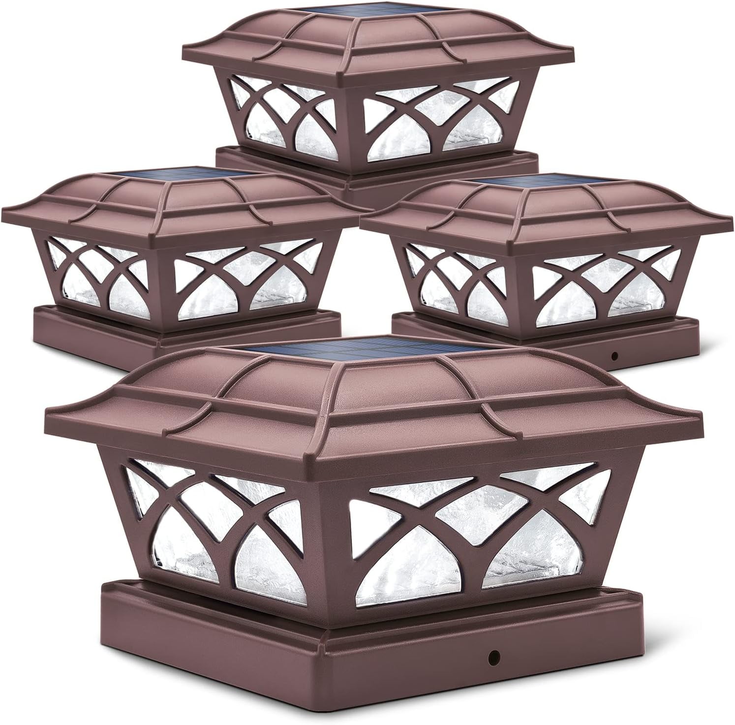 Solar Cap Lights Outdoor Glass 2 Color Modes 8 LEDs for 4x4 5x5 6x6 ...