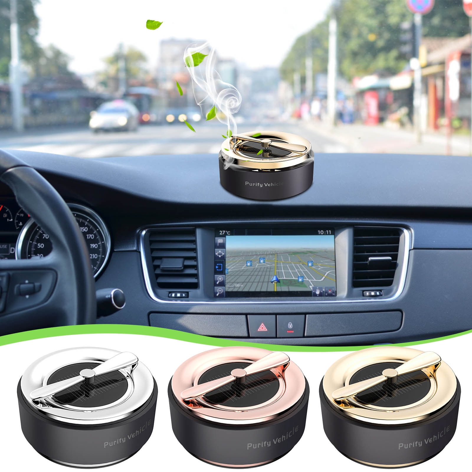 Solar Car Air Freshener Aromatherapy Diffuser | Solar Powered Rotating ...