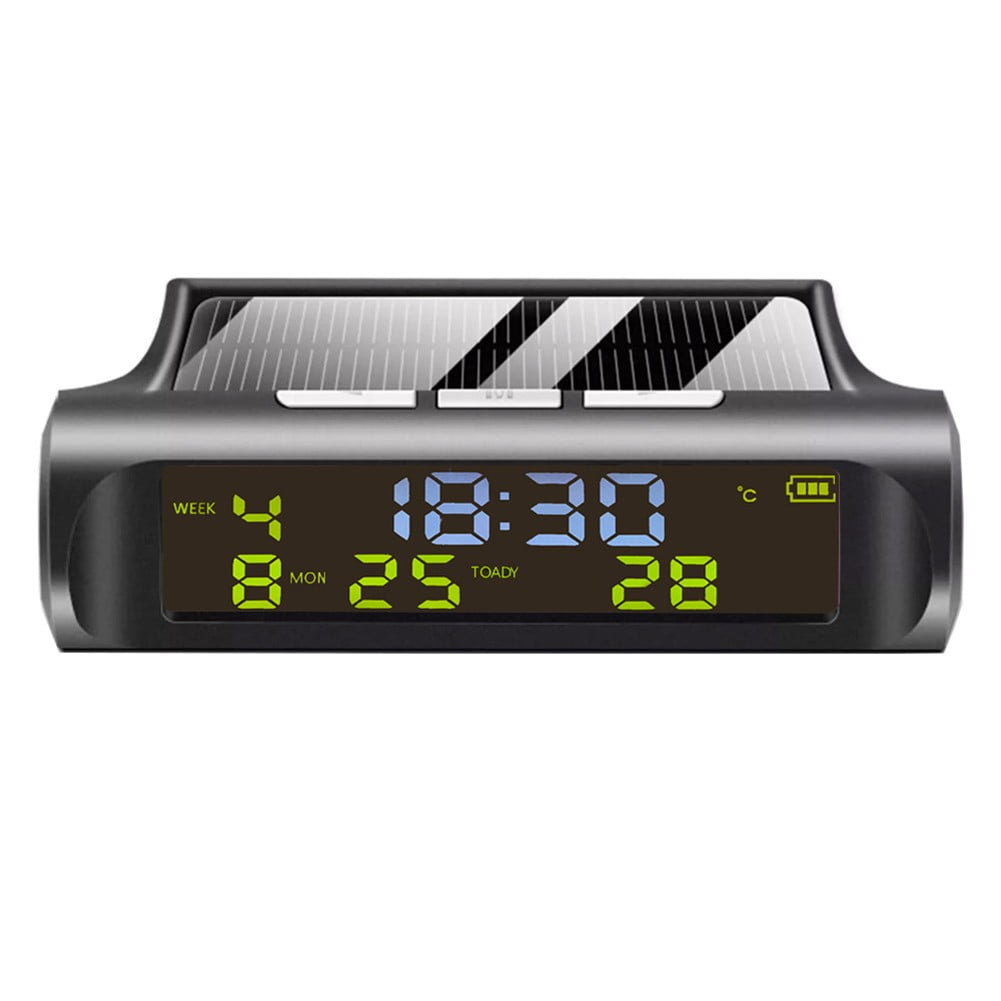 Solar Car Clock Car Automatic Clock Car Thermometer Automatic Multi ...