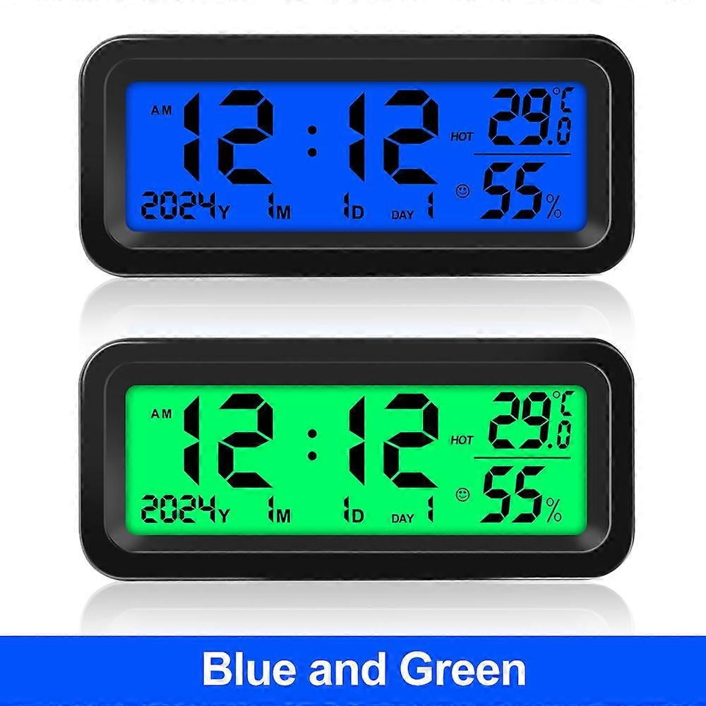 Solar Car Digital Clock Date Week Temperature Humidity LCD Display for ...