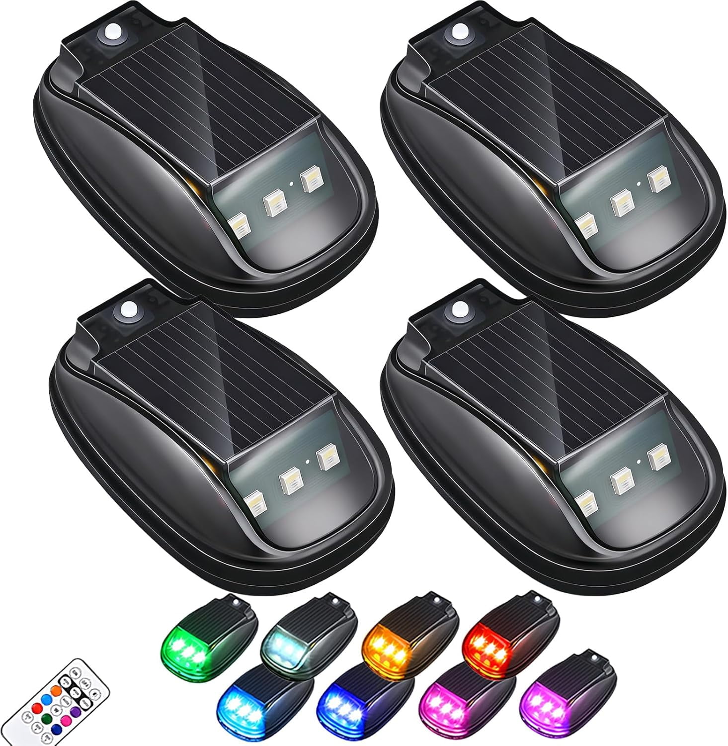 Solar Car Roof RGB Strobe Light with Remote Control, 8 Colors 10 Modes ...