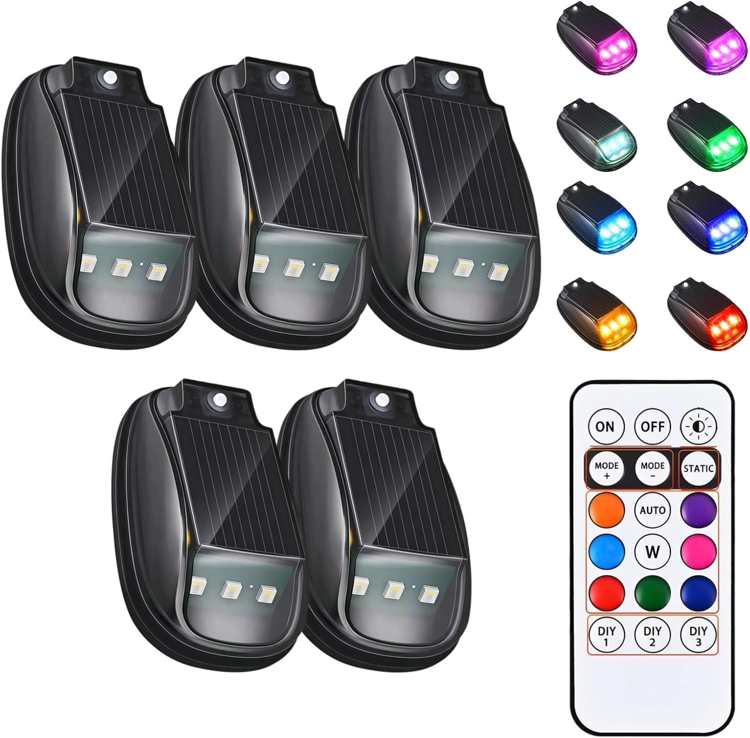 Solar Car Roof RGB Strobe Light with Remote Control, 8 Colors Smart ...