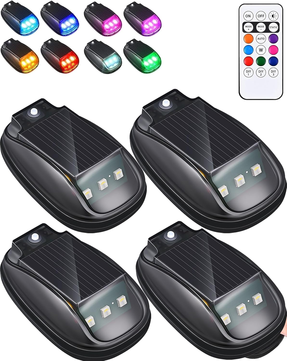 Solar Car Roof RGB Strobe Light with Remote Control,8 Colors Waterproof ...