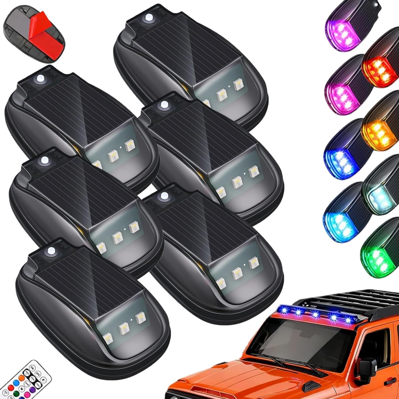 Solar Car Roof RGB Strobe Light with Remote Control, 8 Colors Wireless ...
