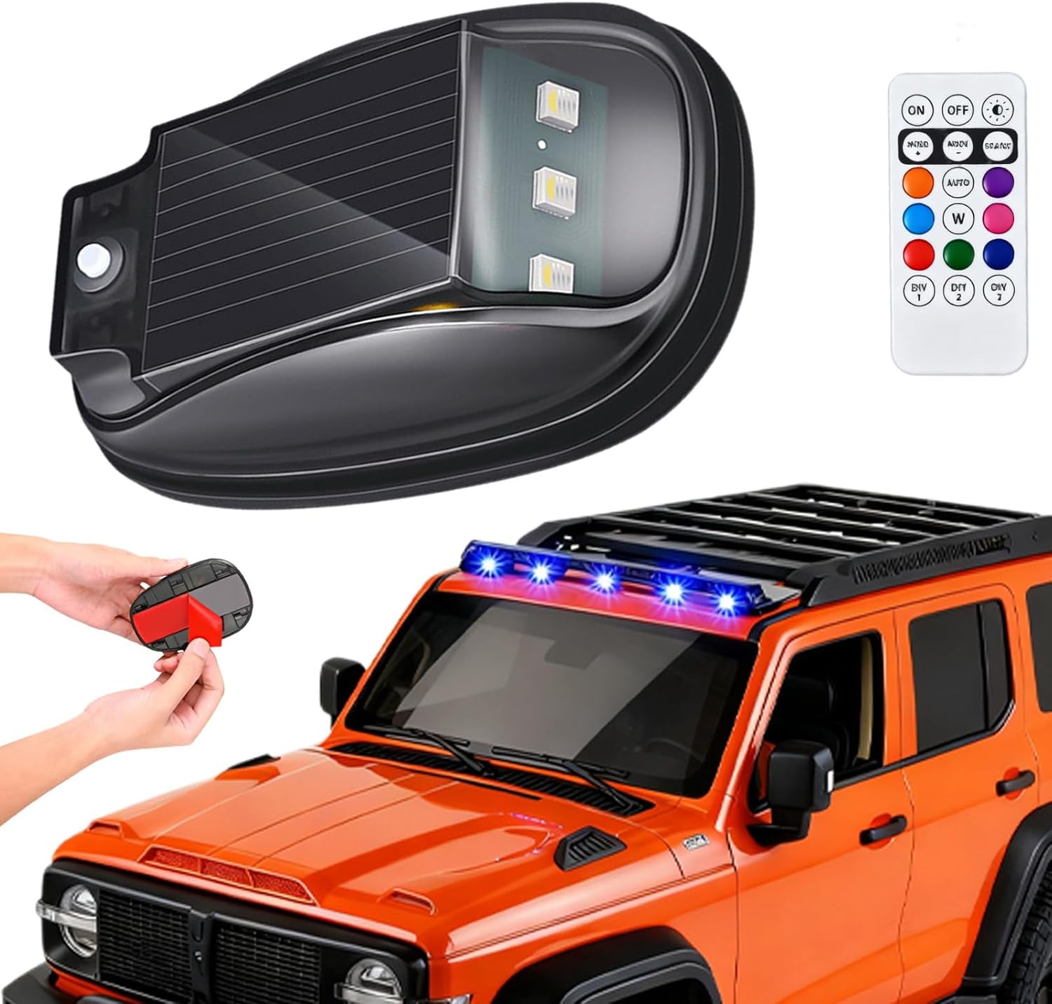 Solar Car Roof RGB Strobe Light with Remote Control, Wireless Solar ...