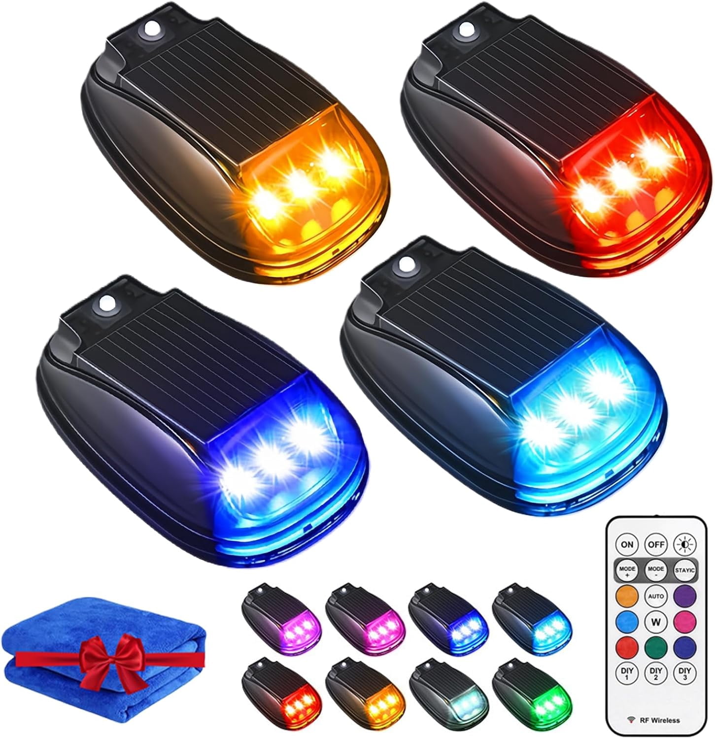 Solar Car Roof RGB Strobe Light, Solar Cab Lights for Trucks, Wireless ...