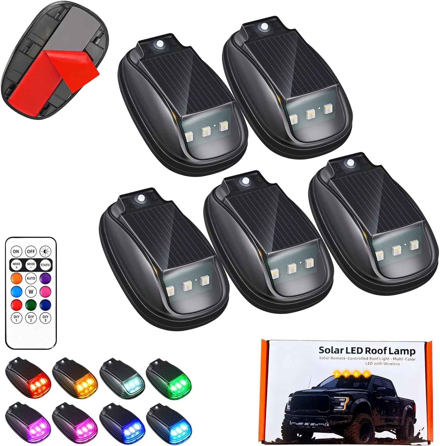 Solar Car Roof RGB Strobe Light with Remote Control Cab Signal Lam ...
