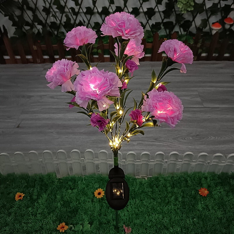 Solar Carnation Lantern Outdoor Decor LED Flower Ground Plug Lamp IP55 ...