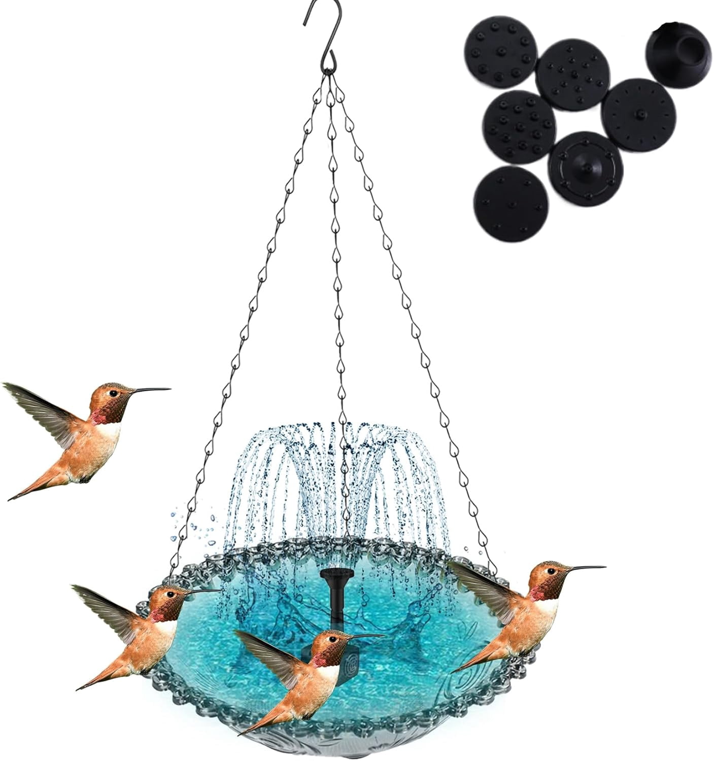 Solar Cascade Hanging Bird Bath Fountain, 2026 Upgraded 8 Spray Heads ...