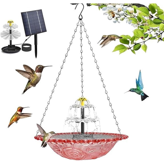 Solar Cascade Hanging Bird Bath Fountain, Solar Powered Multi Tier ...