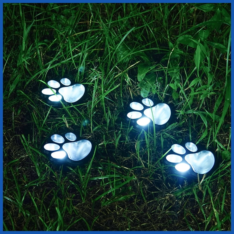 Solar Cat Paw Lights Outdoor Garden Decor - Waterproof Animal Footprint ...