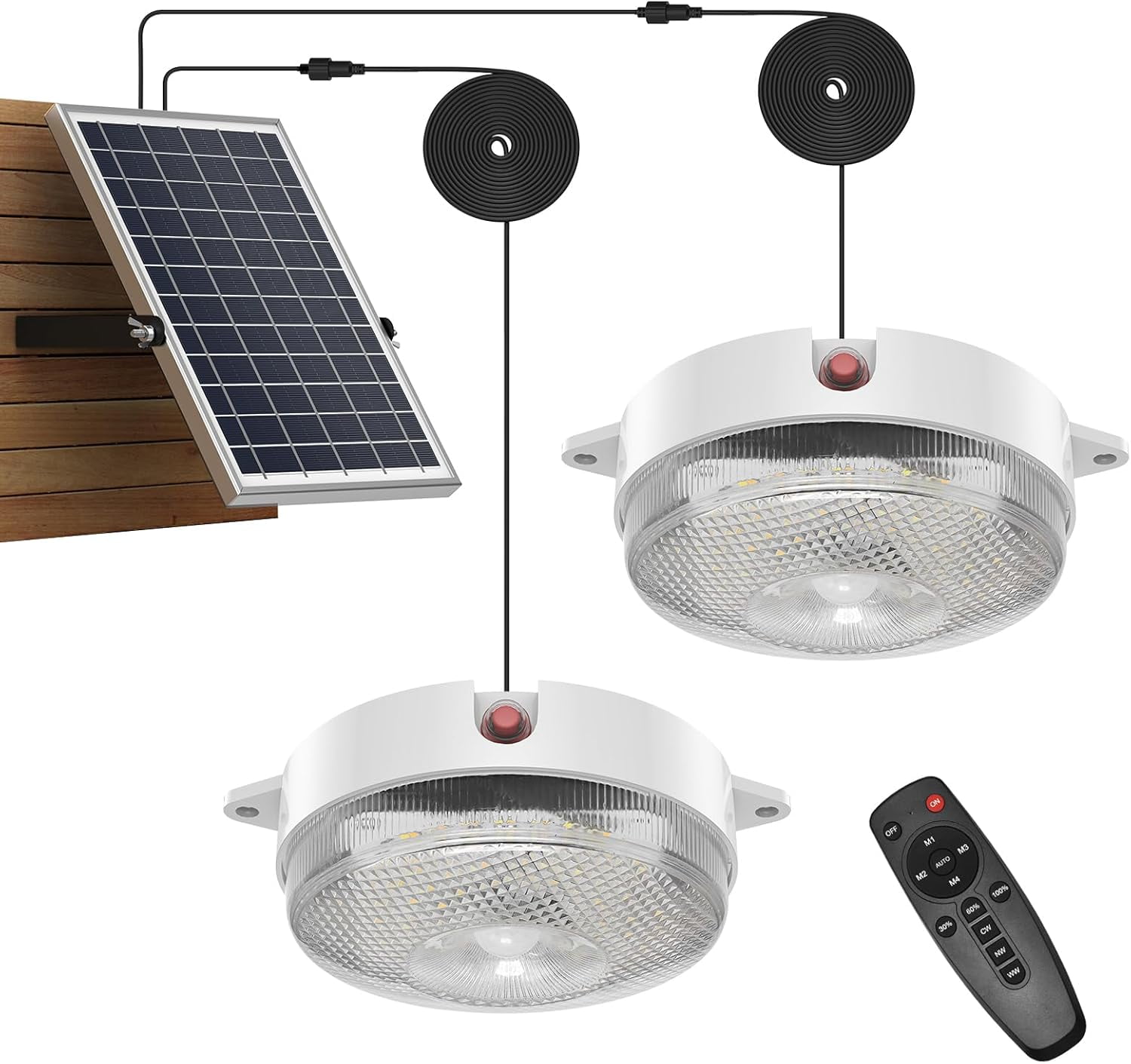 Solar Ceiling Light Motion Sensor 2 Pack, 5 Modes 3200K/4000K/6000K ...