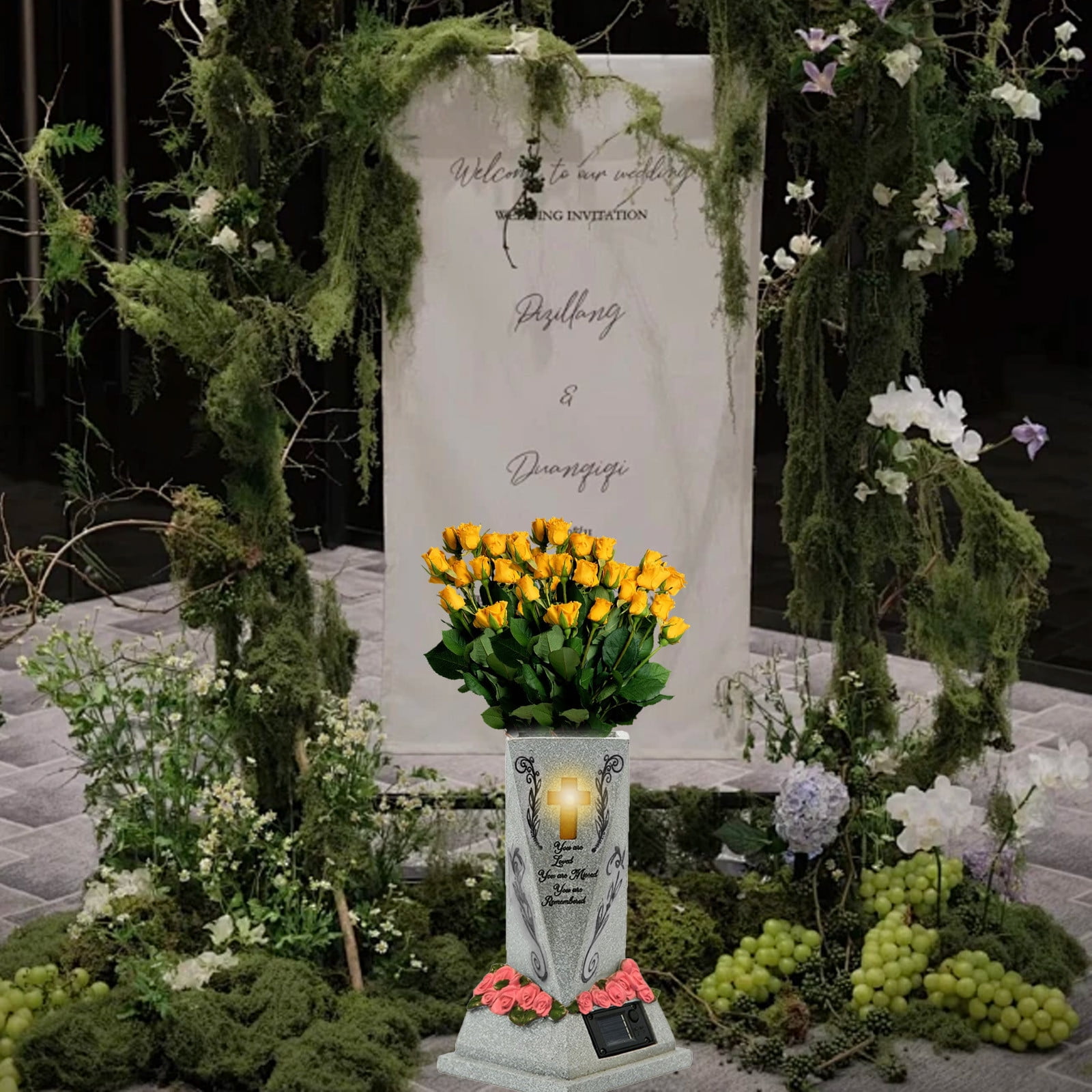 Solar Cemetery Vase for Grave, Praying Angel Garden Stake Sculpture ...