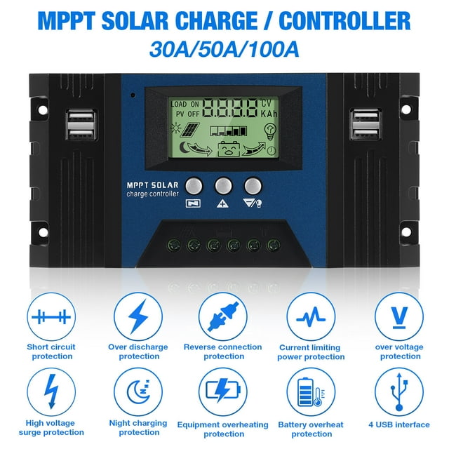 Solar Charge Controller 12V 24V 50A MPPT Auto Solar Panel Controller ...