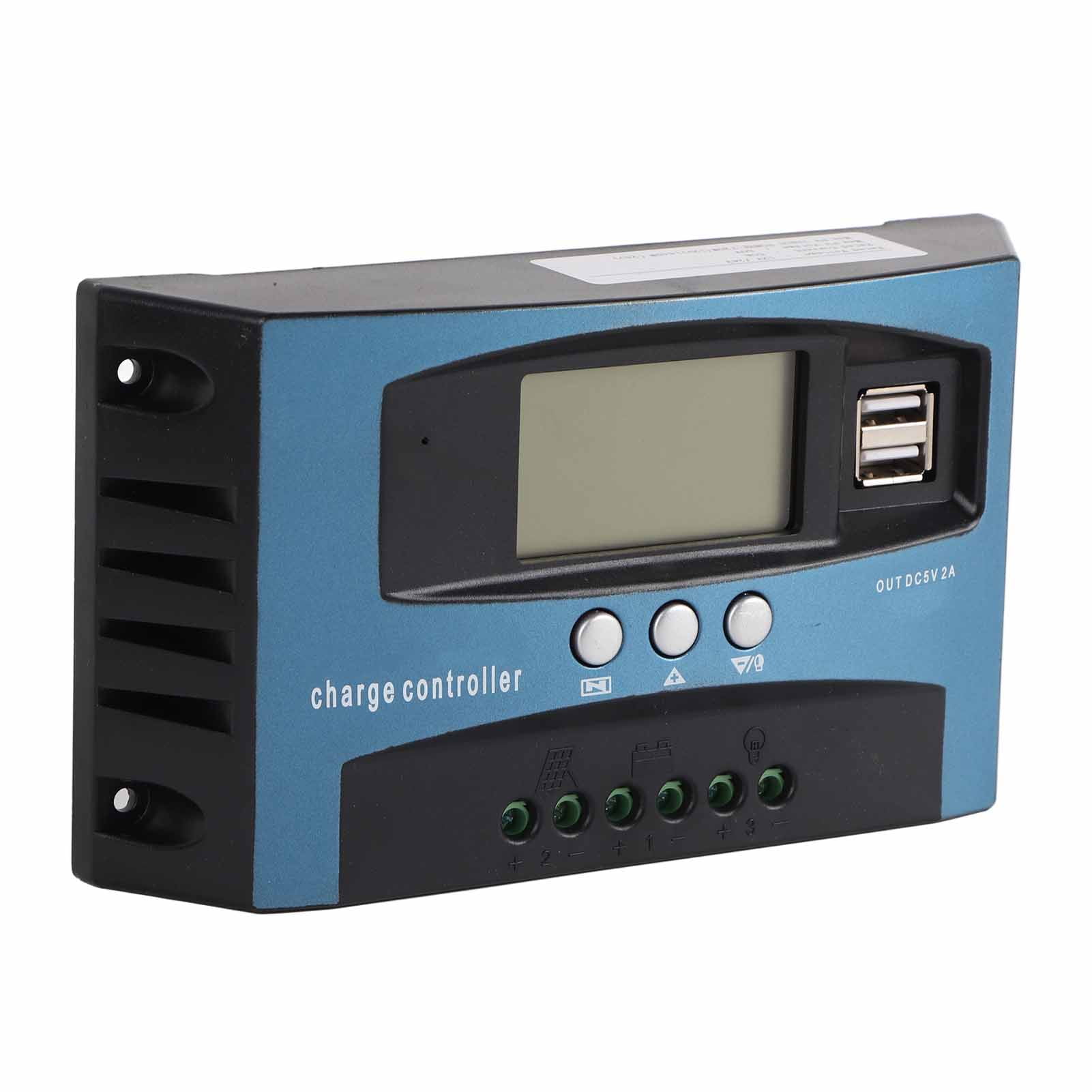 Solar Charge Controller 12V 24V Intelligent Identification MPPT Charging LCD Display Solar Panel ...