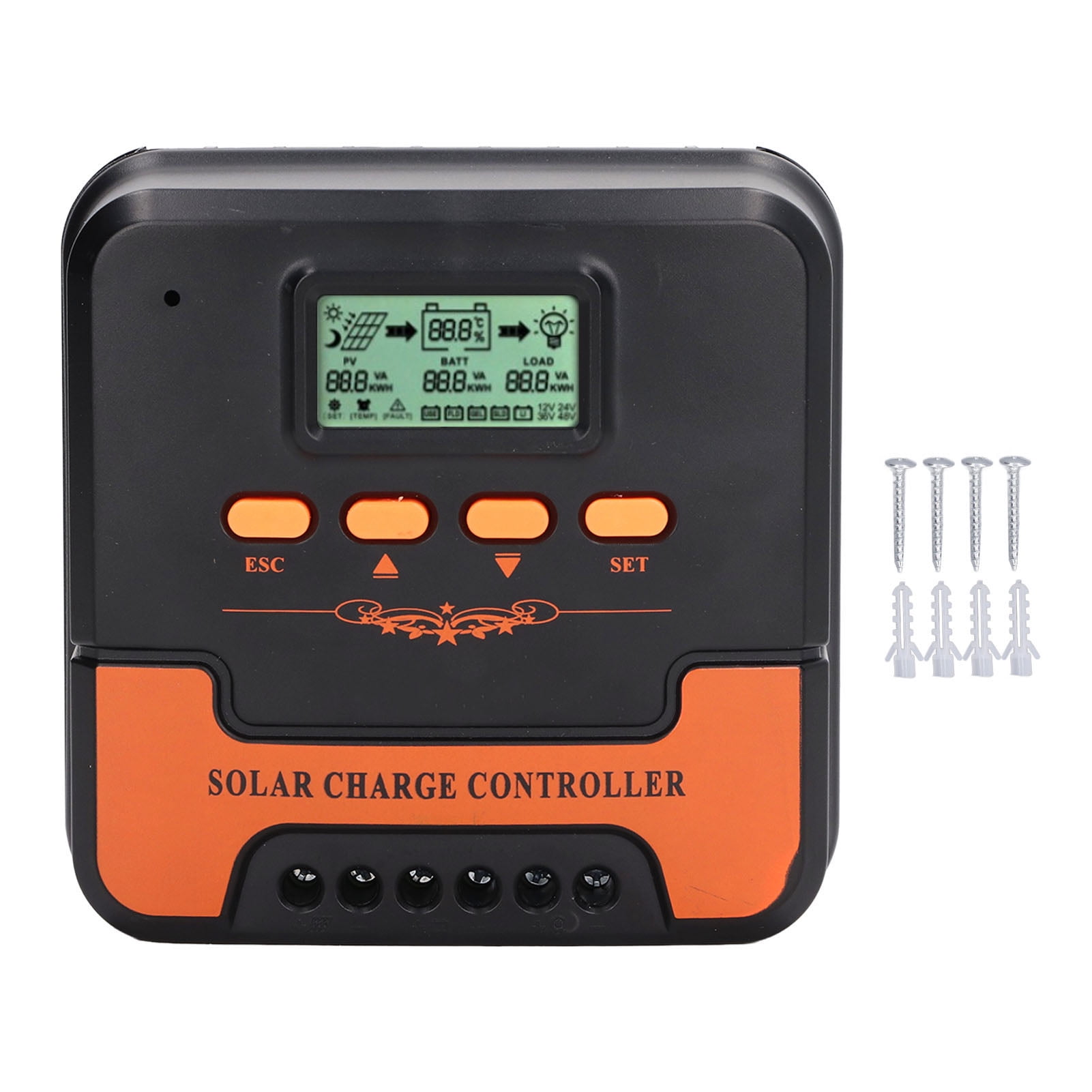 Solar Charge Controller, 12V/24V MPPT, LCD Display, 5V 3A USB Output ...