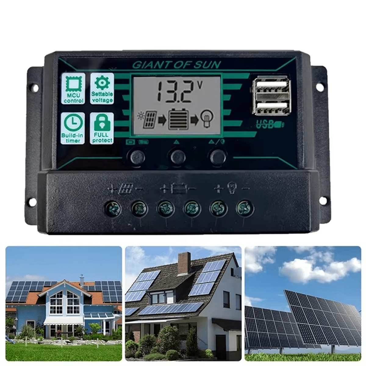 Solar Charge Controller 12V 24V Solar Panel PV Controller for Lifepo4 ...