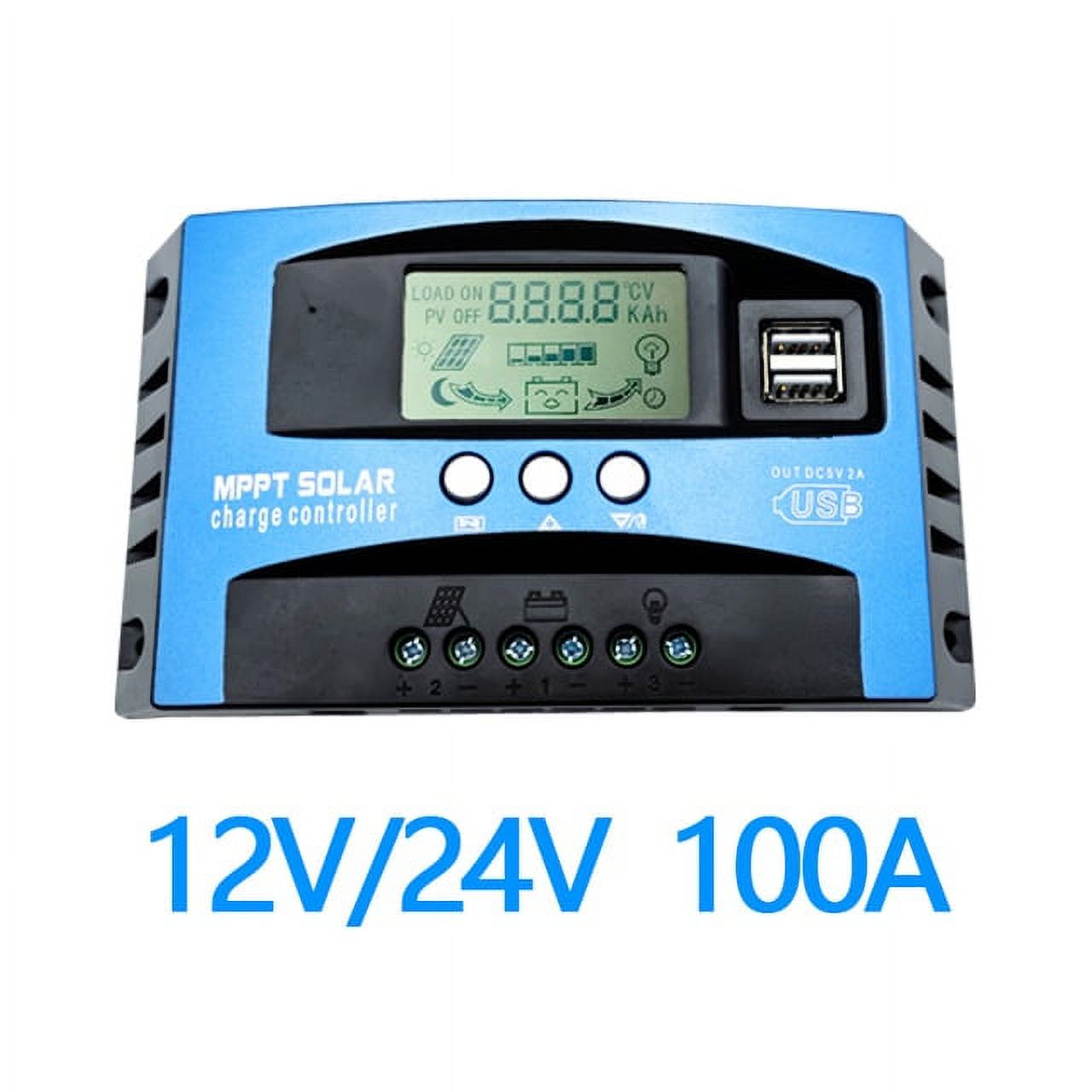 Solar Charge Controller MPPT 30A 40A 50A 60A 80A 100A LCD Display 12V 24V AUTO Dual USB Solar ...