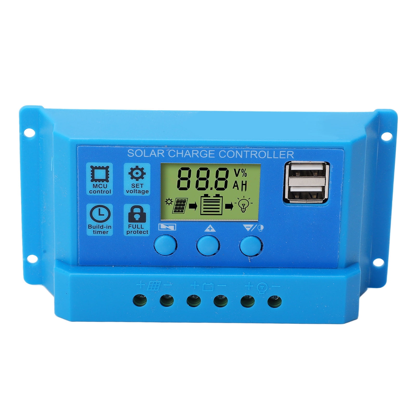 Solar Charge Controller PWM LCD Display Parameter Adjustable 2 USB ...