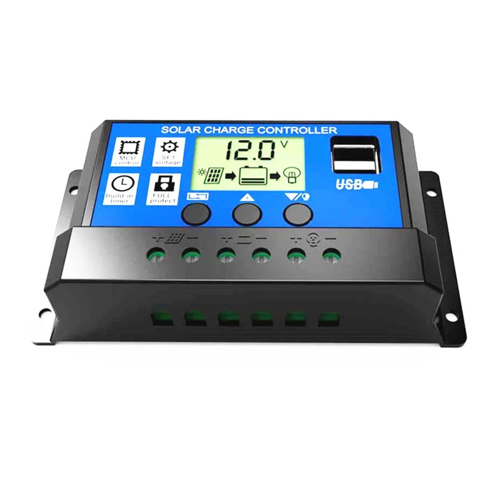 Solar Charge Controller Solar Panel Controller 12V/24V Adjustable LCD ...