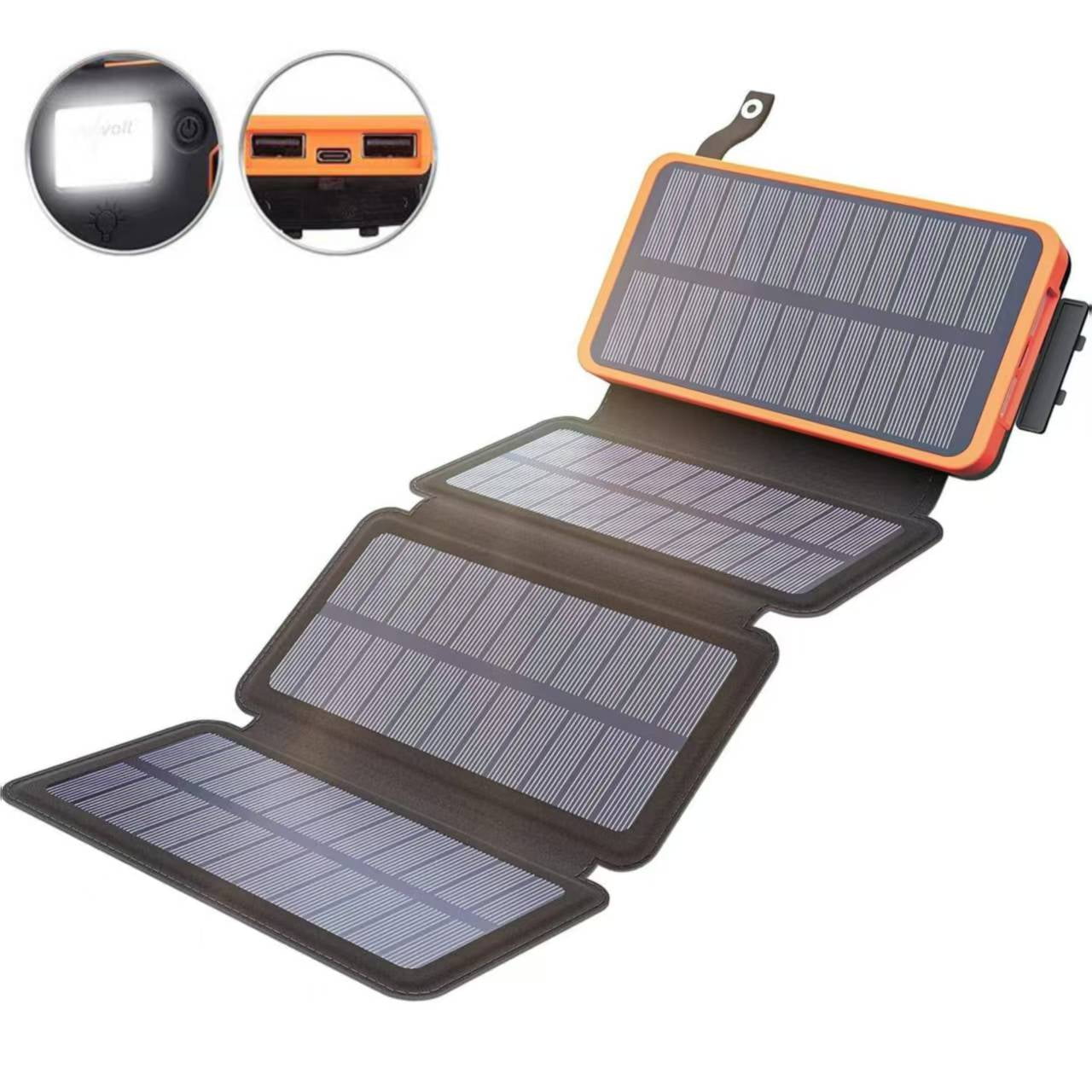 IRuiYinGo Solar Charger 20000mAh Power Bank, 3 USB Outputs, Foldable ...